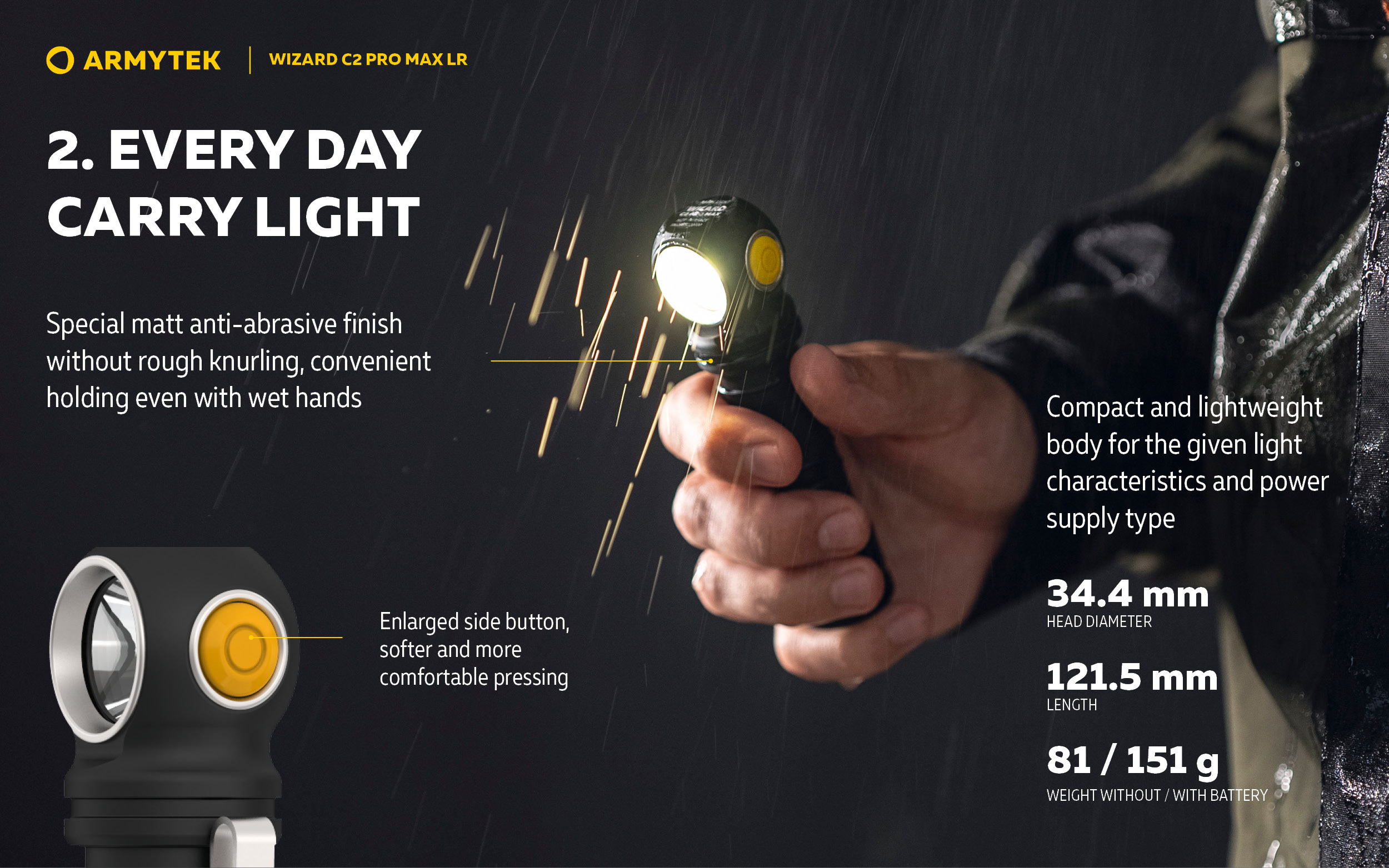 Wizard C2 Pro Max Magnet USB - High Power Headlamp | Armytek.com